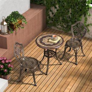 China 3-Piece Cast Aluminum Outdoor Dining Set ZL-44 with 3-Year Warranty and Waterproof Design for Garden Patio for sale