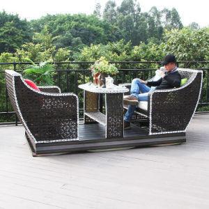 China Black Wicker Outdoor Rocking Chair with Metal Frame - Model A-WM-006 for Garden & Balcony Use for sale