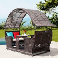 China Customized Outdoor Rattan Rocking Chair Easy Washable for Courtyard Balcony 2-Seat for sale