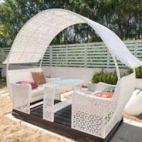 China OEM White Wicker Rocking Chair Outdoor Courtyard Rattan Rocking Chair 2-Seat for sale