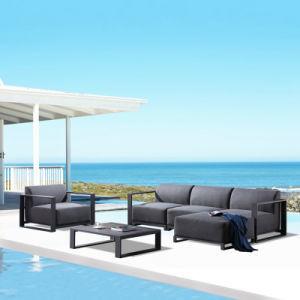 China Black Rattan L-Shaped Outdoor Sofa Set for Restaurants and Patios - 4-6 Person Seating Capacity with Weather-Resistant Construction for sale
