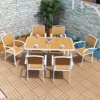 China Washable 6 Seater Patio Set with 310g/m² Waterproof Polywood Outdoor Table and Chairs - 3 Year Warranty for sale