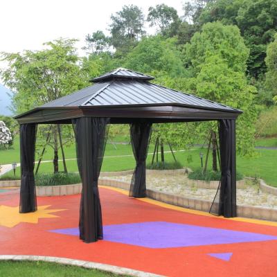 China Steel Frame PVC Coated Iron Gazebo with Scroll Design - Weather-Resistant Outdoor Shelter for Gardens and Patios for sale