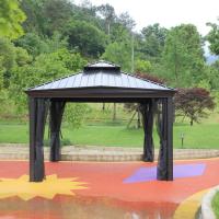 China Steel Frame PVC Coated Iron Gazebo with Scroll Design - Weather-Resistant Outdoor Shelter for Gardens and Patios for sale