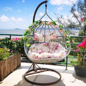 China 500KG Max Load Wicker Basket Swing Chair - Outdoor Garden Hanging Cradle with Custom Frame Options for sale