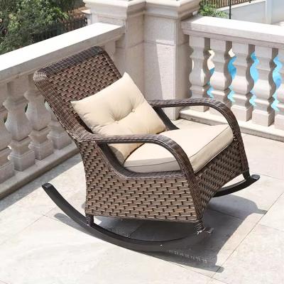 China Waterproof Outdoor Rocking Lounge Chair Rattan Color Garden Rocking Lounger with 2-3 Year Warranty for sale