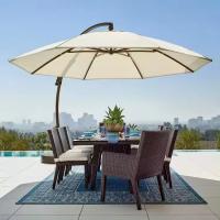 China Aluminum Frame Round Outdoor Parasol 3m 2.7m Waterproof UV Resistant for Garden Patio for sale