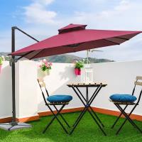 China Outdoor Red Cantilever Hanging Umbrella 3m Roman Style Backless Patio Sun Shade for sale