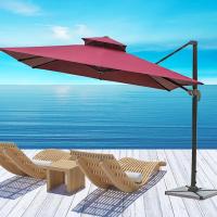 China Outdoor Red Cantilever Hanging Umbrella 3m Roman Style Backless Patio Sun Shade for sale