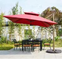 China Outdoor Red Cantilever Hanging Umbrella 3m Roman Style Backless Patio Sun Shade for sale