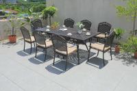 China WEIMEITE Black Cream Rattan Aluminum Outdoor Dining Set with 60x60x80cm Chairs and Weather-Resistant Design for sale