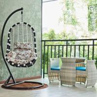 China Balcony Small Table Chair Set Simple Style Red Rattan Outdoor Furniture 2 Seats for sale