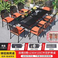 China Outdoor Cast Aluminum BBQ Table and Chairs Set Seats 2-10 People 250 lbs Capacity for sale