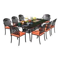 China Outdoor Cast Aluminum BBQ Table and Chairs Set Seats 2-10 People 250 lbs Capacity for sale