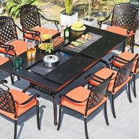 China Outdoor Cast Aluminum BBQ Table and Chairs Set Seats 2-10 People 250 lbs Capacity for sale
