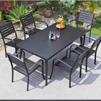 China WEIMEITE Black Aluminum Alloy Outdoor Table and Chair Set 60x60x89cm for Deck Patio for sale