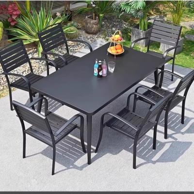 China WEIMEITE Black Aluminum Alloy Outdoor Table and Chair Set 60x60x89cm for Deck Patio for sale