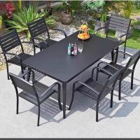 China WEIMEITE Black Aluminum Alloy Outdoor Table and Chair Set 60x60x89cm for Deck Patio for sale