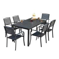 China Black Aluminum Alloy Outdoor Table and Chair Set 60x60x89cm Weather Resistant for sale