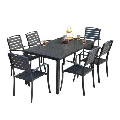 China Black Aluminum Alloy Outdoor Table and Chair Set 60x60x89cm Weather Resistant for sale