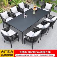 China Outdoor Rattan Dining Set 6 Seats Waterproof UV Resistant Patio Furniture for Garden Terrace Courtyard for sale