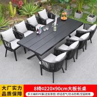 China Outdoor Rattan Dining Set 6 Seats Waterproof UV Resistant Patio Furniture for Garden Terrace Courtyard for sale