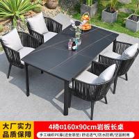 China Outdoor Rattan Dining Set 6 Seats Waterproof UV Resistant Patio Furniture for Garden Terrace Courtyard for sale