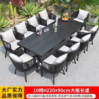 China Outdoor Rattan Dining Set 6 Seats Waterproof UV Resistant Patio Furniture for Garden Terrace Courtyard for sale
