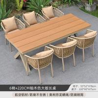 China Luxury Nordic Style Weatherproof Rattan Outdoor Dining Set 6 Seater Patio Garden Furniture for sale