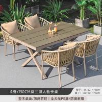 China Luxury Nordic Style Weatherproof Rattan Outdoor Dining Set 6 Seater Patio Garden Furniture for sale