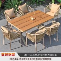China Luxury Nordic Style Weatherproof Rattan Outdoor Dining Set 6 Seater Patio Garden Furniture for sale
