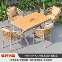 China Luxury Nordic Style Weatherproof Rattan Outdoor Dining Set 6 Seater Patio Garden Furniture for sale