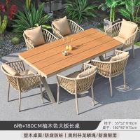 China Luxury Nordic Style Weatherproof Rattan Outdoor Dining Set 6 Seater Patio Garden Furniture for sale