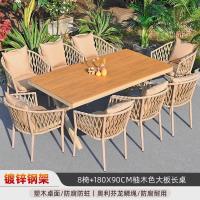 China Luxury Nordic Style Weatherproof Rattan Outdoor Dining Set 6 Seater Patio Garden Furniture for sale