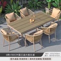 China Luxury Nordic Style Weatherproof Rattan Outdoor Dining Set 6 Seater Patio Garden Furniture for sale