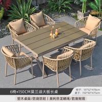China Luxury Nordic Style Weatherproof Rattan Outdoor Dining Set 6 Seater Patio Garden Furniture for sale