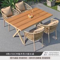 China Luxury Nordic Style Weatherproof Rattan Outdoor Dining Set 6 Seater Patio Garden Furniture for sale