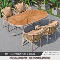 China Luxury Nordic Style Weatherproof Rattan Outdoor Dining Set 6 Seater Patio Garden Furniture for sale