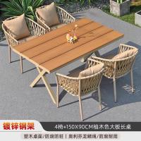 China Luxury Nordic Style Weatherproof Rattan Outdoor Dining Set 6 Seater Patio Garden Furniture for sale