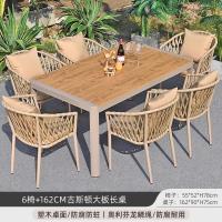 China Luxury Nordic Style Weatherproof Rattan Outdoor Dining Set 6 Seater Patio Garden Furniture for sale