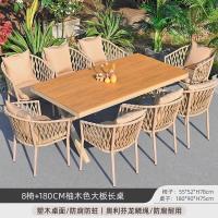 China Luxury Nordic Style Weatherproof Rattan Outdoor Dining Set 6 Seater Patio Garden Furniture for sale