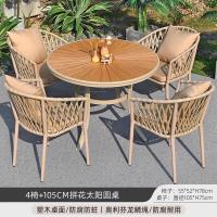 China Luxury Nordic Style Weatherproof Rattan Outdoor Dining Set 6 Seater Patio Garden Furniture for sale
