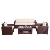 China Outdoor Wicker Sofa Set Waterproof Sunproof PE Rattan Garden Patio Furniture 3 Seater for sale
