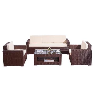 China Outdoor Wicker Sofa Set Waterproof Sunproof PE Rattan Garden Patio Furniture 3 Seater for sale
