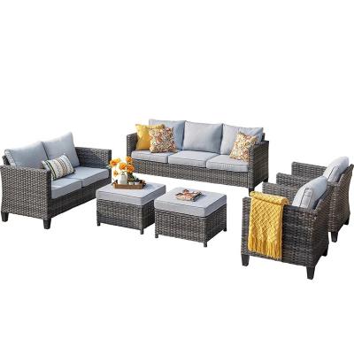 China Nordic Style Outdoor Wicker Rattan Sofa Set Waterproof Sunproof Patio Garden Furniture 3 Seater for sale