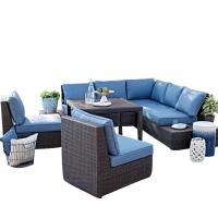 China Nordic Style Outdoor Wicker Rattan Sofa Set Waterproof Sunproof Patio Garden Furniture 3 Seater for sale