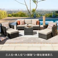 China Nordic Style Outdoor Wicker Rattan Sofa Set Waterproof Sunproof Patio Garden Furniture 3 Seater for sale