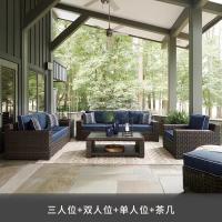 China Nordic Style Outdoor Wicker Rattan Sofa Set Waterproof Sunproof Patio Garden Furniture 3 Seater for sale