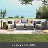 China Nordic Style Outdoor Wicker Rattan Sofa Set Waterproof Sunproof Patio Garden Furniture 3 Seater for sale