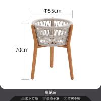 China Outdoor Teak Rattan Sofa Set Waterproof Sunproof 3-Seat Courtyard Garden Furniture for sale